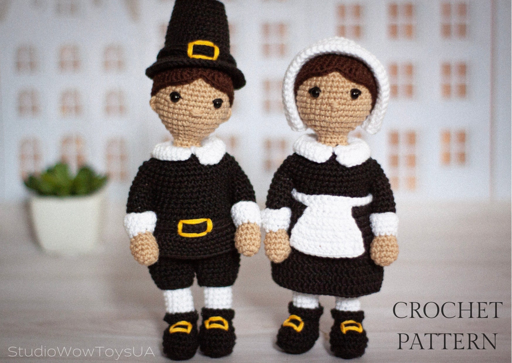 Crochet Patterns Amigurumi Stuffed Mr. and Mrs. Pilgrims - Etsy