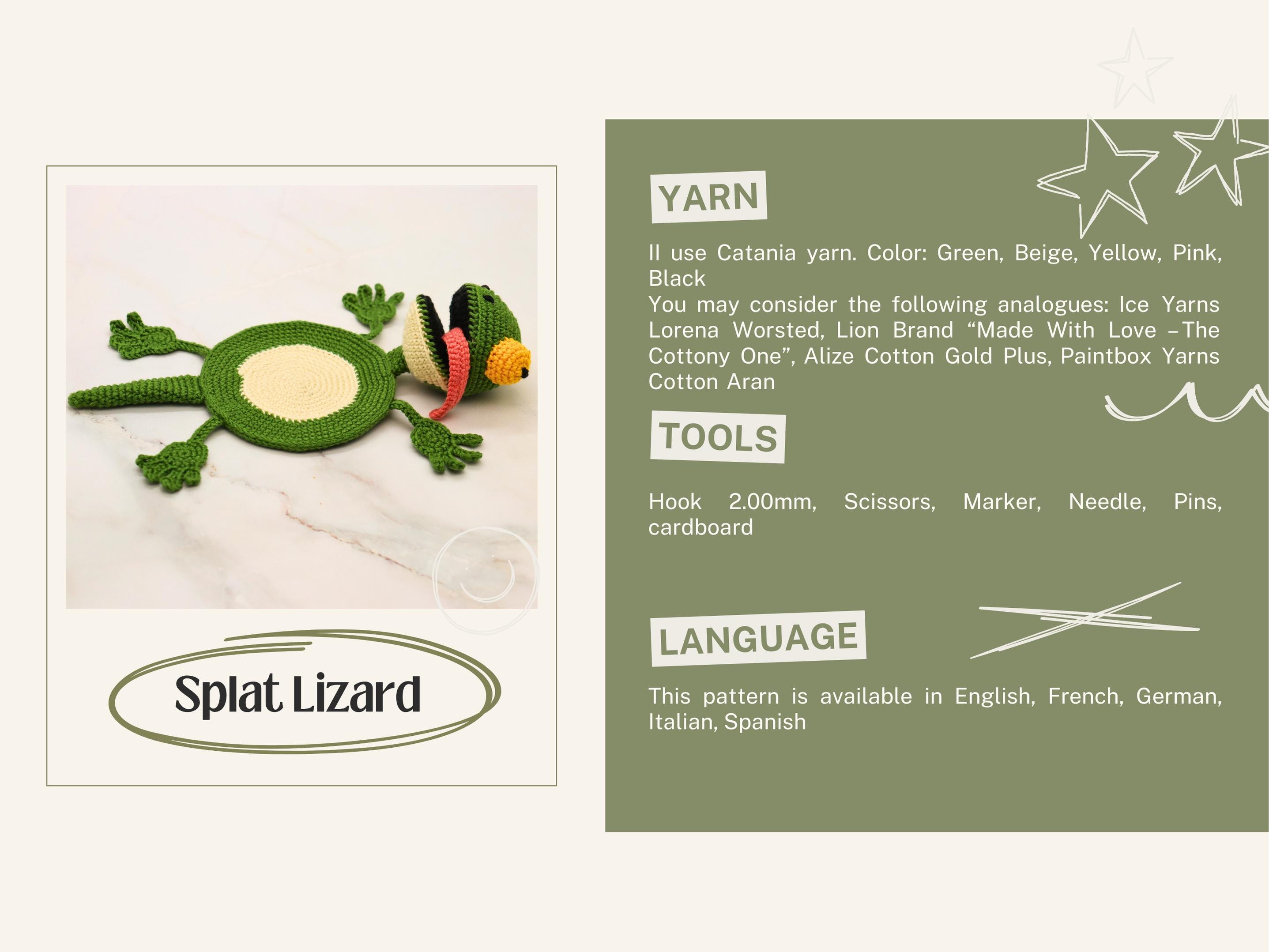 Crochet Pattern Coaster Splat Lizard Funny Handmade Design for Mug or ...