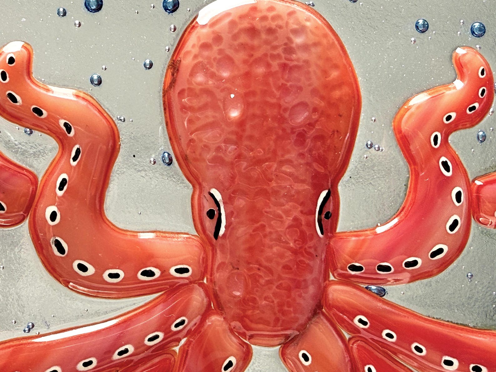 Glass Octopus Suncatcher in Stand-up Mount, Handmade Fused Glass ...