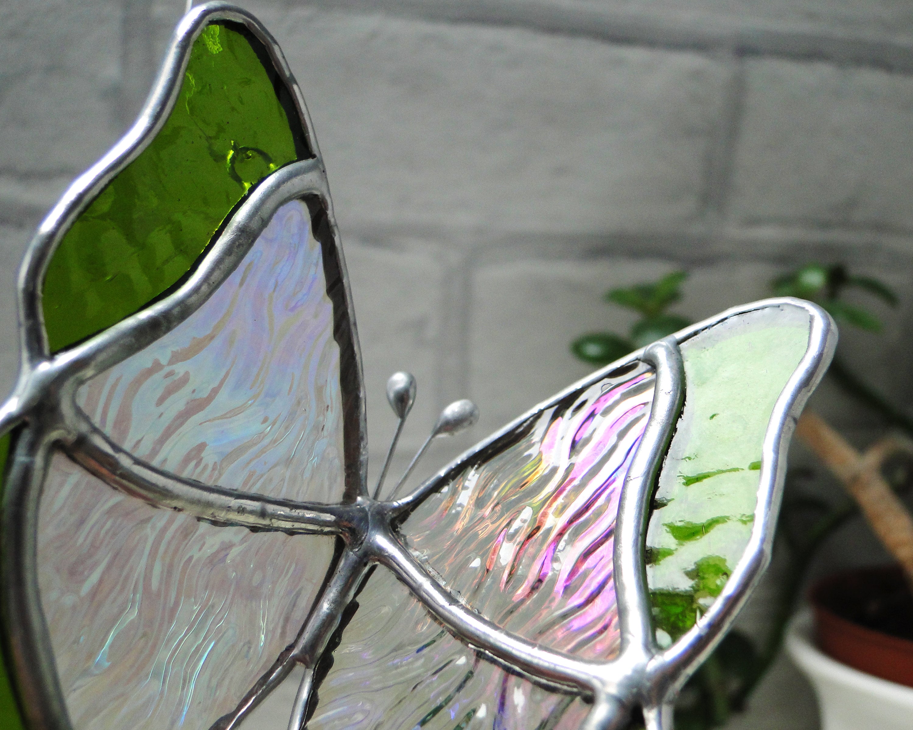 Stained Glass Butterfly Suncatcher, 3.25-inch Wingspan, Window Hanging ...