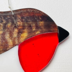 Small Fused Glass Robin Suncatcher, Handmade Glass Art, Christmas ...