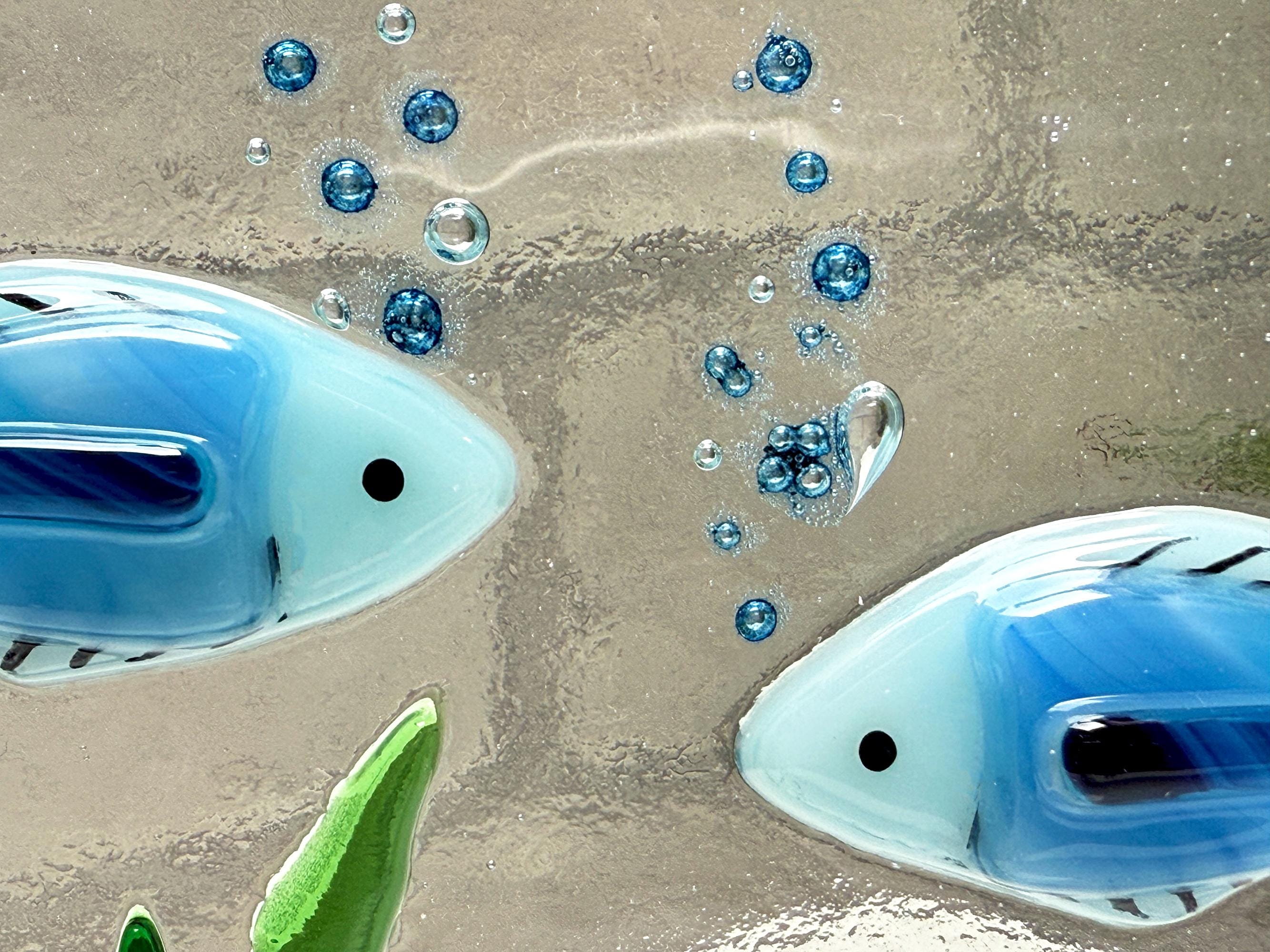Handmade Glass Fish Bowl Suncatcher in Stand-up Mount, Fused Glass ...
