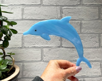 Fused Glass Dolphin Wall Art, 8-inch Width, Wall-mounted Ornament ...