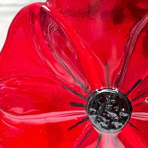 Fused Glass Poppy Suncatcher, Handmade Glass Artwork, Window Hanging ...