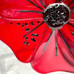 Fused Glass Poppy Suncatcher, Handmade Glass Artwork, Window Hanging ...