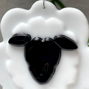 Fused Glass Sheep Ornament, Hanging Decoration, Gift for Farmer or ...
