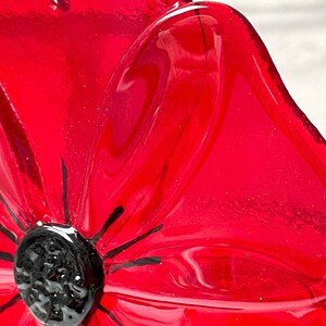 Fused Glass Poppy Suncatcher, Handmade Glass Artwork, Window Hanging ...