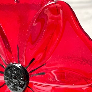 Fused Glass Poppy Suncatcher, Handmade Glass Artwork, Window Hanging ...