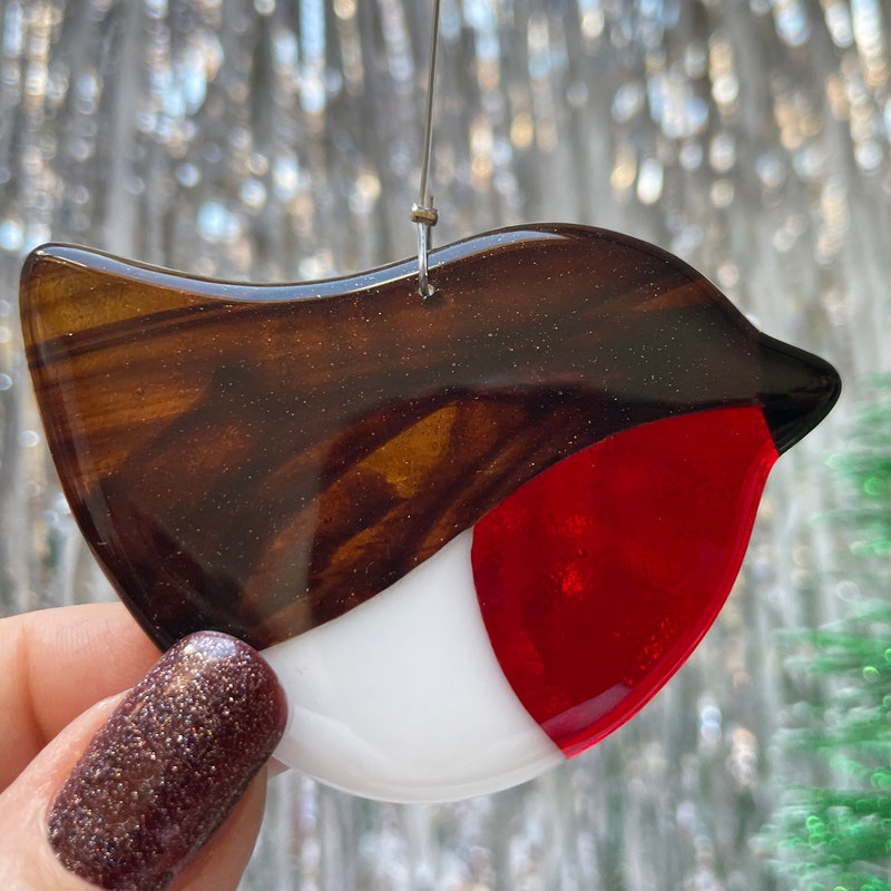 Glass Robin Ornament - Etsy UK
