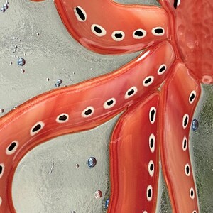 Glass Octopus Suncatcher in Stand-up Mount, Handmade Fused Glass ...