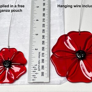 Fused Glass Poppy Suncatcher, Handmade Glass Artwork, Window Hanging ...