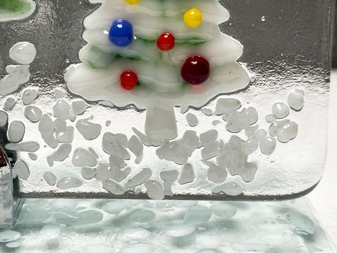 Fused Glass Snow Scene in Stand-up Mount, Handmade Glass Artwork - Etsy