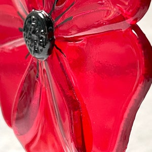 Fused Glass Poppy Suncatcher, Handmade Glass Artwork, Window Hanging ...