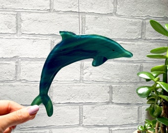 Fused Glass Dolphin Wall Art, 8-inch Width, Wall-mounted Ornament ...