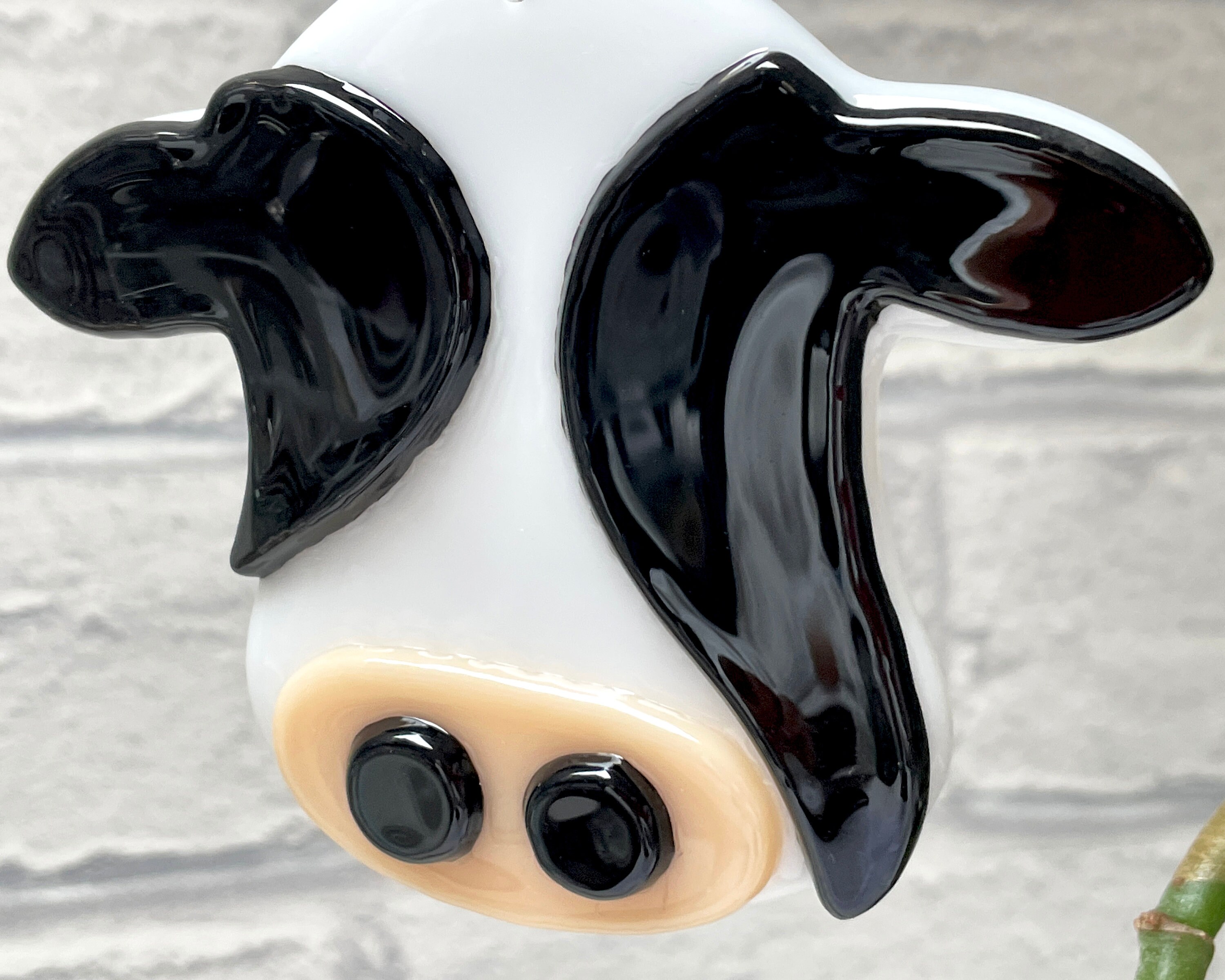 Fused Glass Cow Ornament, Handmade Hanging Decoration, Gift for Farmer ...