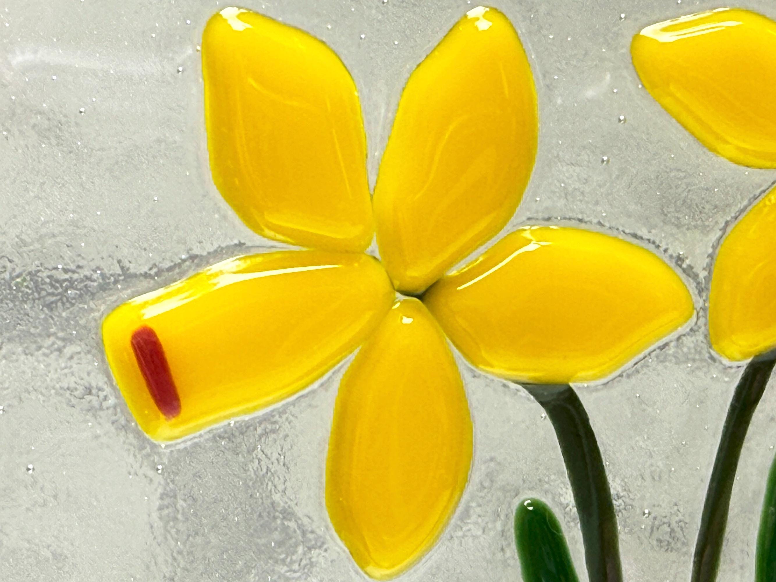 Handmade Glass Daffodil Suncatcher: Tabletop Floral Art - Etsy