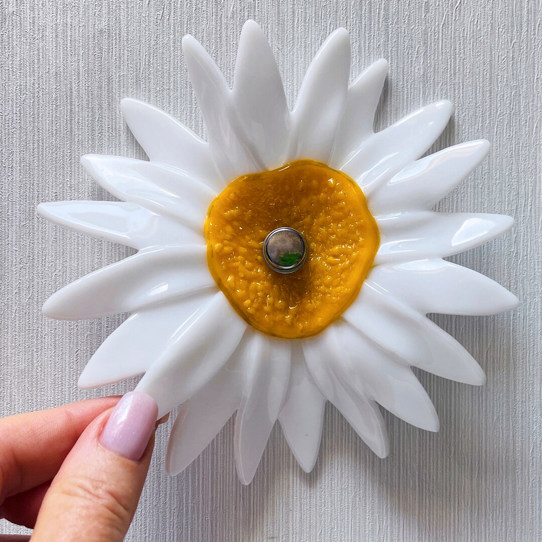 Fused Glass Daisy, Wall-mounted Glass Flower, 3D Effect, Handmade Glass ...