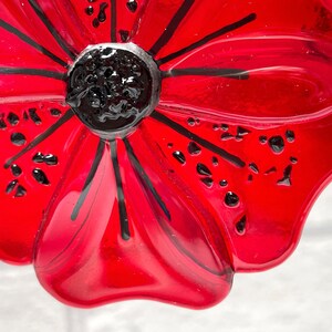 Fused Glass Poppy Suncatcher, Handmade Glass Artwork, Window Hanging ...