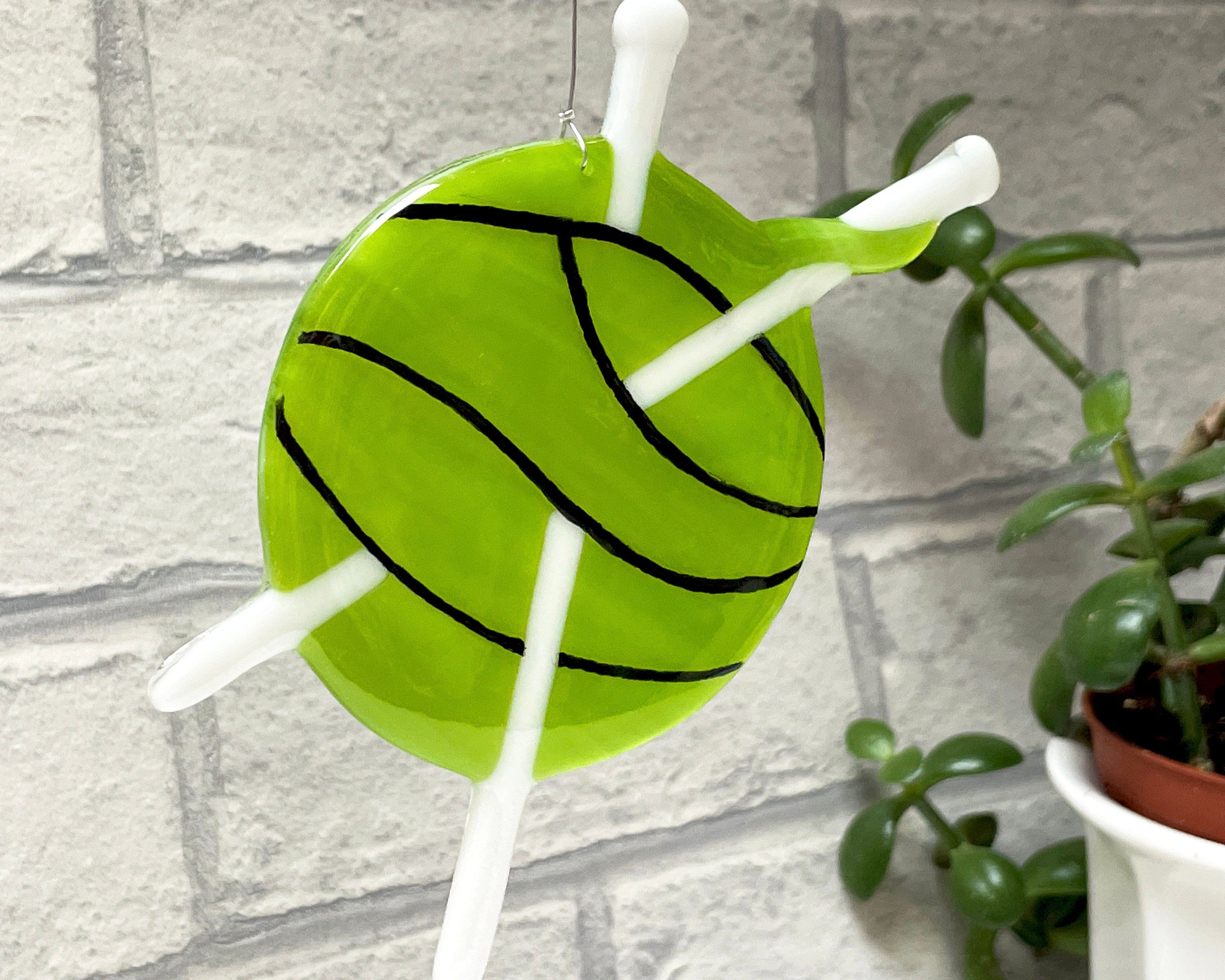 Fused Glass Ball of Yarn With Knitting Needles, Handmade Glass Art ...