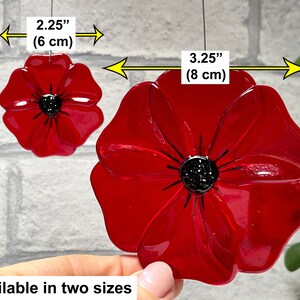 Fused Glass Poppy Suncatcher, Handmade Glass Artwork, Window Hanging ...
