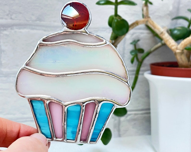 Stained Glass Cupcake Suncatcher Handmade Glass Art Window - Etsy