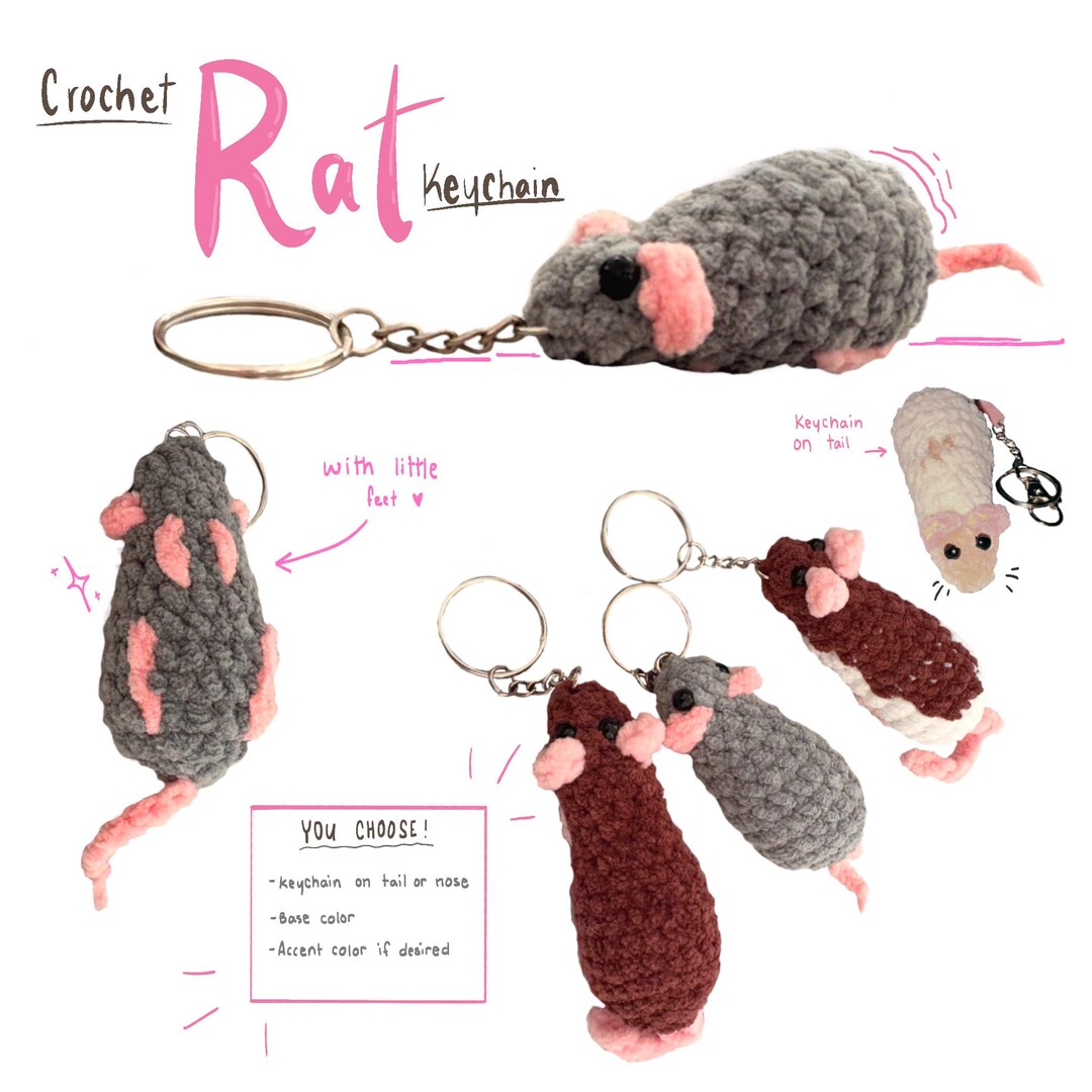 Crochet Rat Keychain - Etsy
