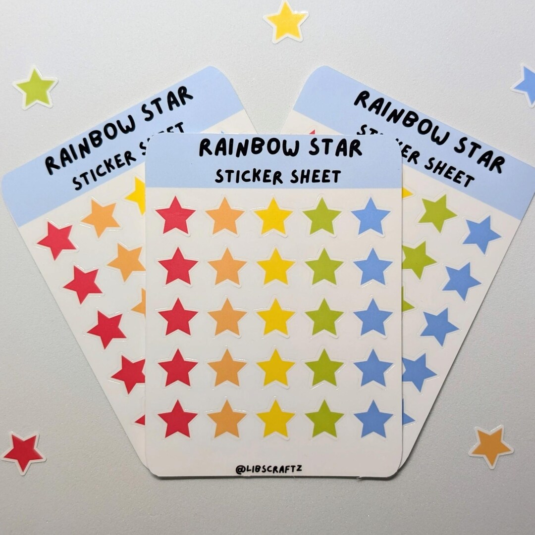 Rainbow Star Sticker Sheet // Journal Stickers - Etsy