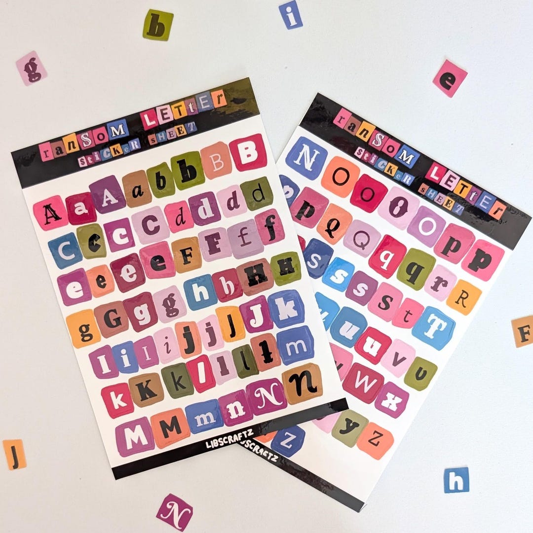 Ransom Letter, Random Font Sticker Sheet // Journal Stickers - Etsy