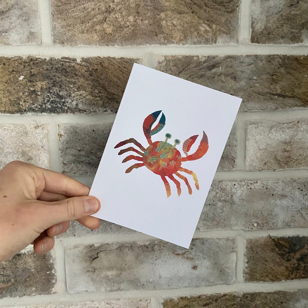 Crab Greeting Card / Crab Card / Crab Print / Nautical Greeting Card ...