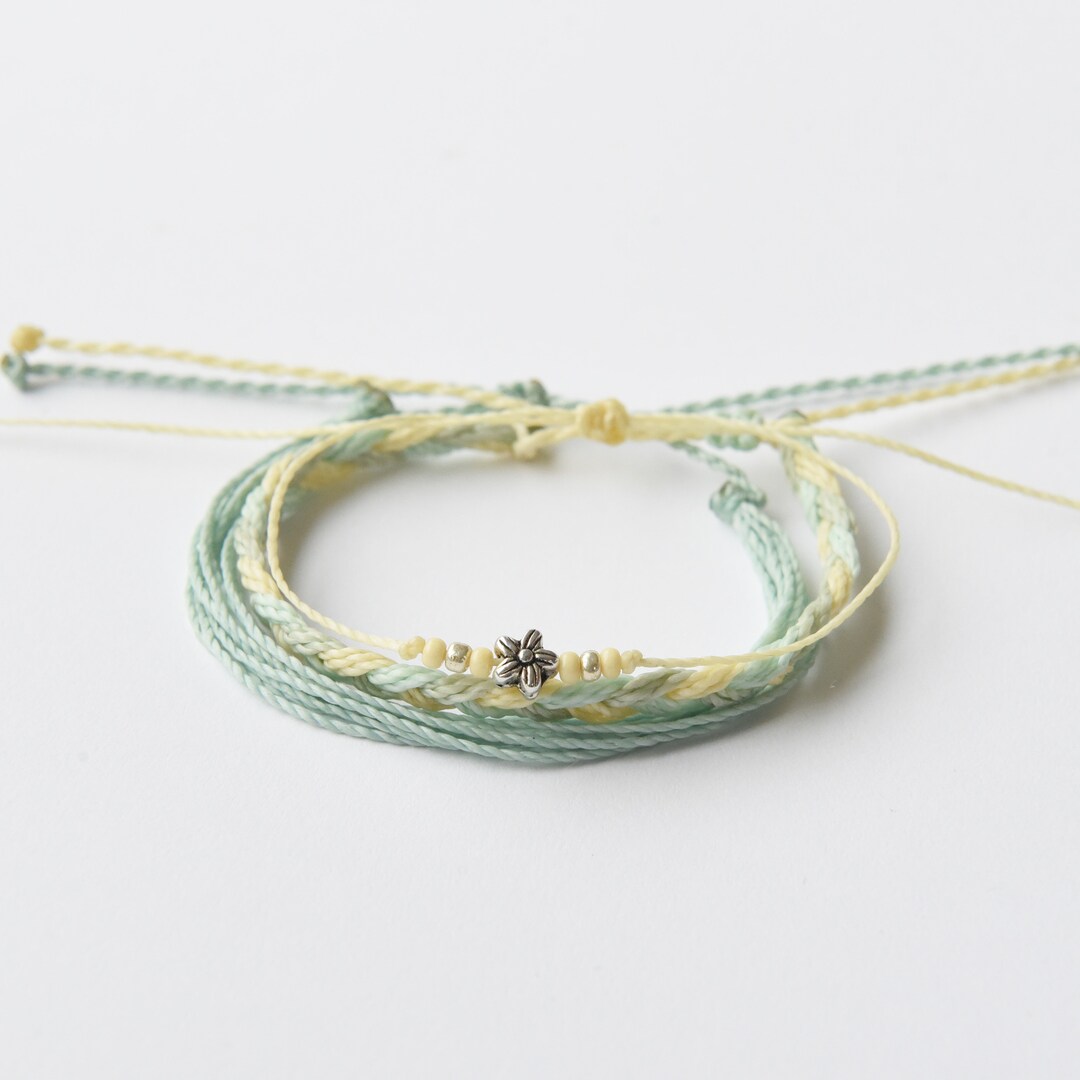 FLOWER Bracelet Stack, Cute Springtime Bracelets, Adjustable Waterproof ...