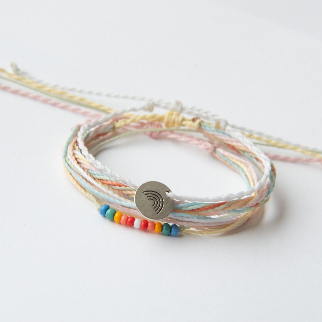 Rainbow Bracelet Set Gift, Adjustable Beach Bracelets, Rainbow Happy ...