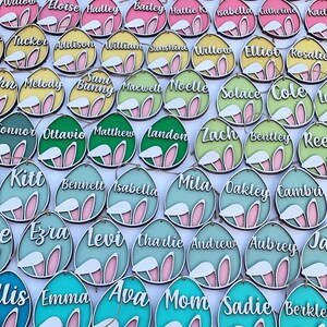 Easter Basket Tag | Personalized Custom Name | Wood Bunny Ears Egg ...