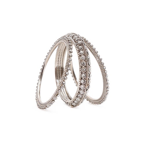 Silver Stone Pearl Indian Asian Bangles Churiya Bangle Set | Etsy