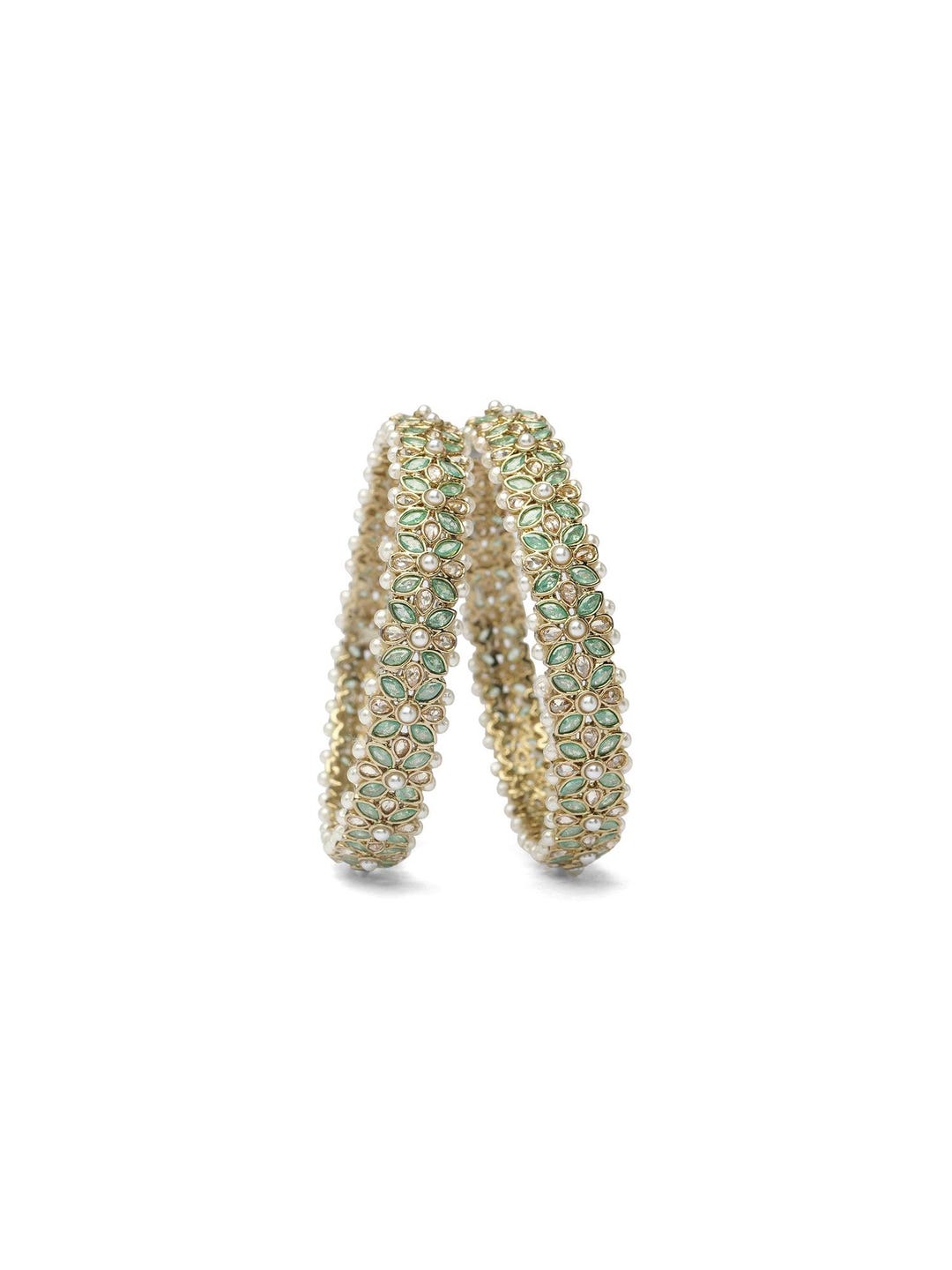 Jahaan Pearl Kadas in Mint and Antique Gold - Etsy