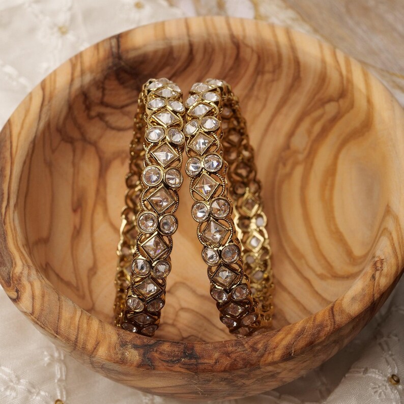 Gulzar Indian Kadas in White and Antique Gold - Etsy
