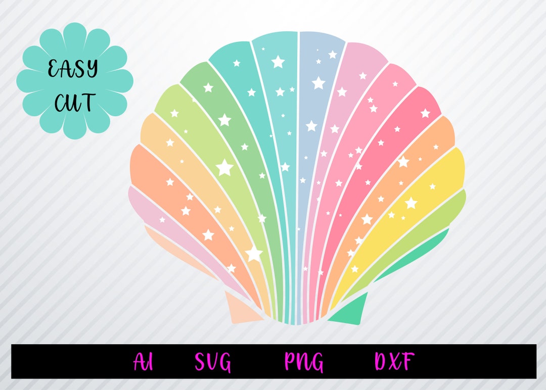 Seashell Svg Rainbow Color Seashell Digital Download - Etsy