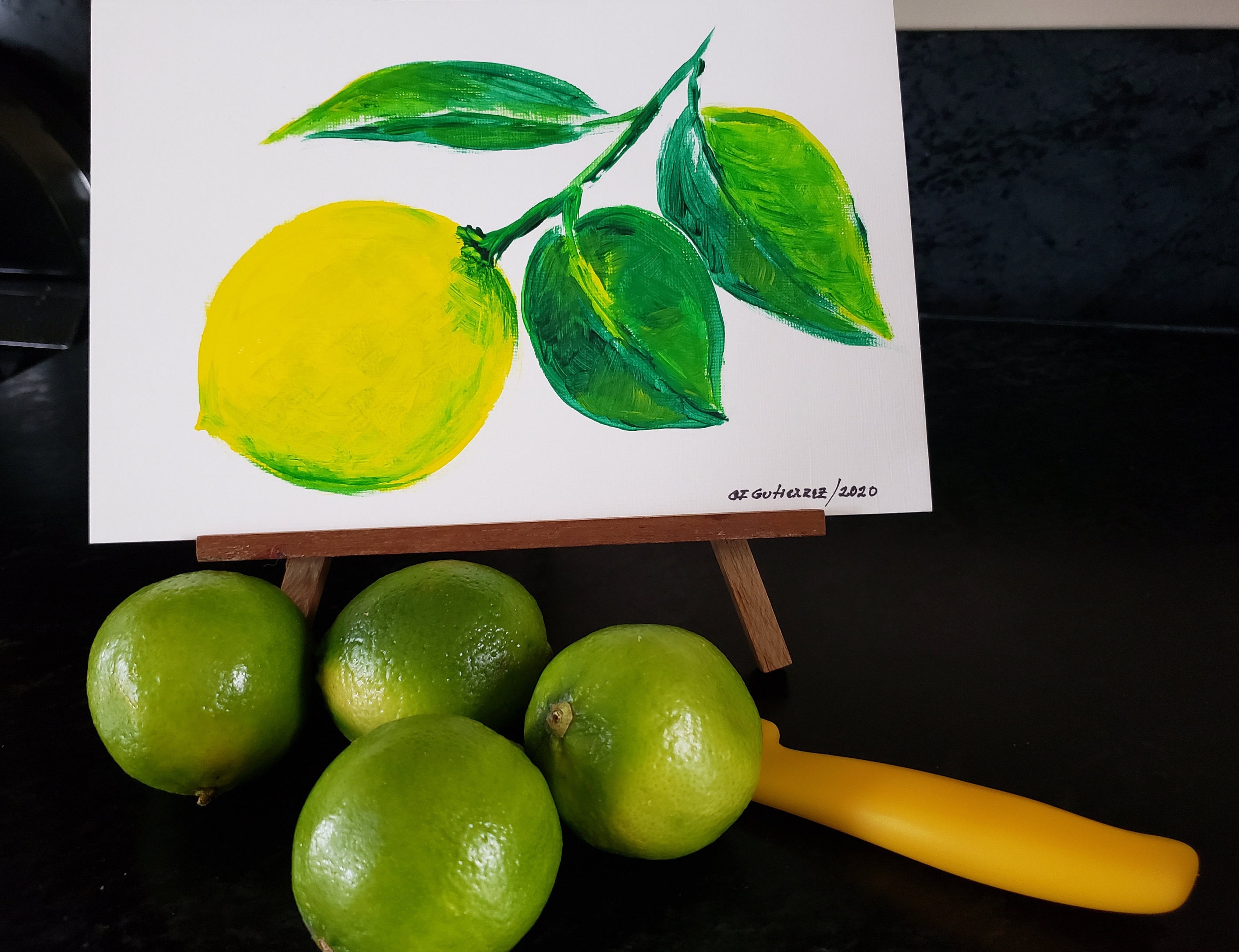 Meyer Zitrone. Handgemalt, Acryl auf hochwertigem Papier - Etsy.de