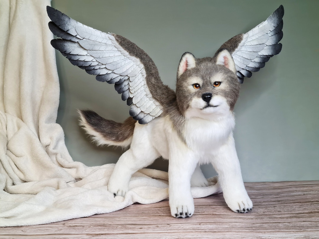 WINGED WOLF Realistic Stuffed Animal Toy Handmade Cute - Etsy