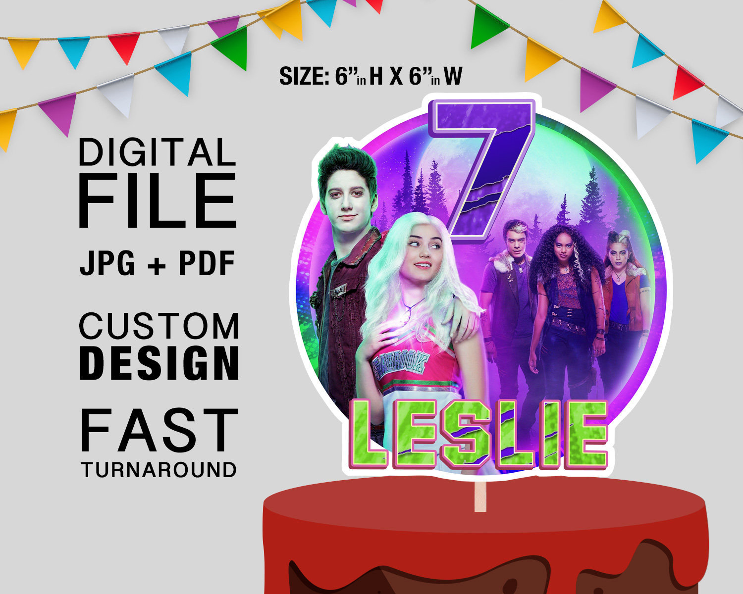 Zombies 2 Cake Topper DIY Disney Zombies 2 Printable - Etsy Hong Kong