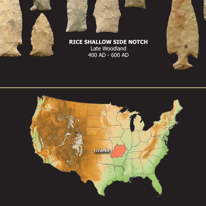 Arrowhead Timeline Poster 14,000 Years in the Ozarks - Etsy