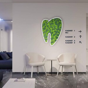 Dental Office Wall Tooth, Vertical Landscaping, Moss Art, Dentist Gift ...