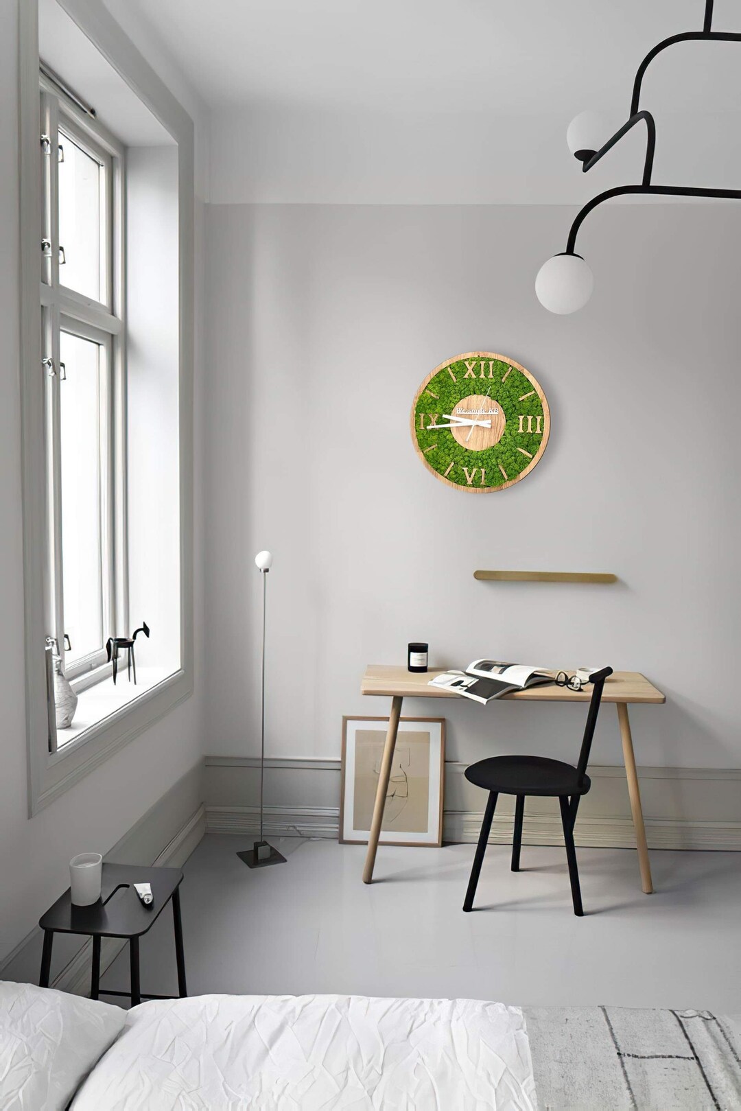 Wooden Clock, Live Stabilized Moss Wall Clock, Home Decor, Gift for ...