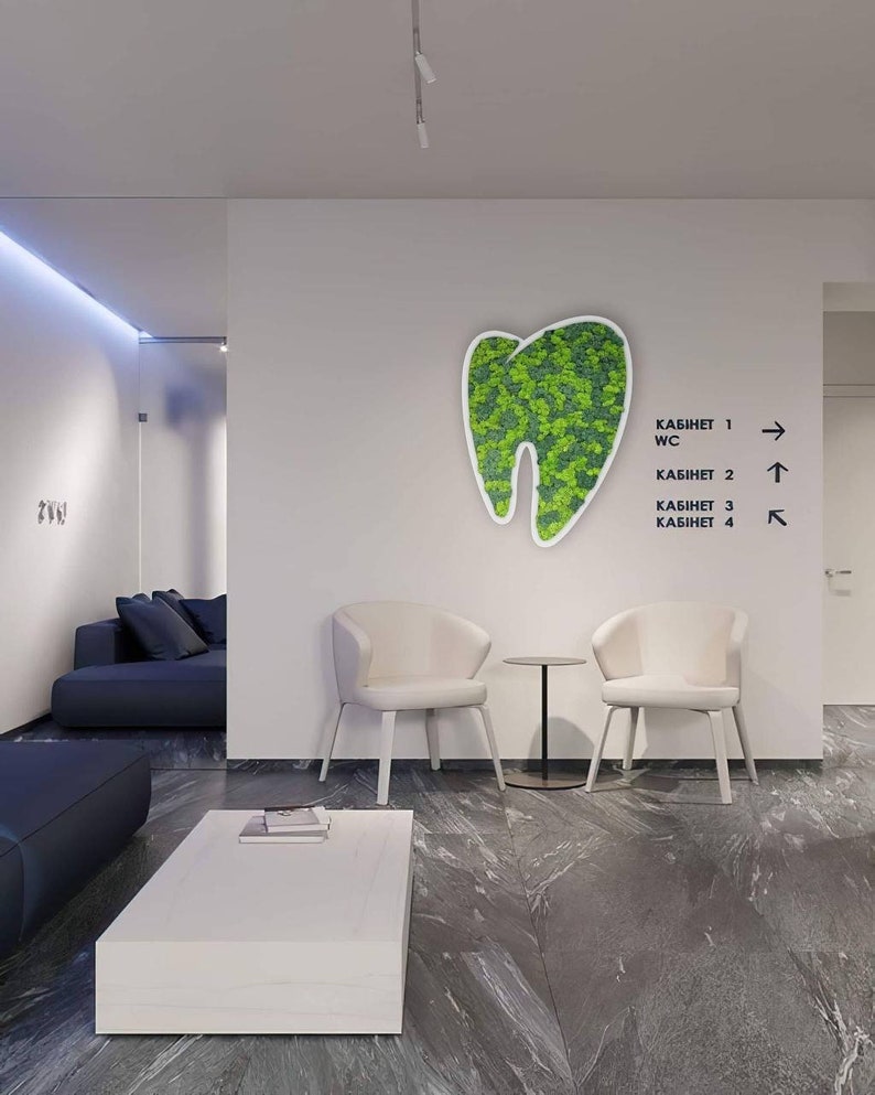 Dental Office Wall Tooth, Vertical Landscaping, Moss Art, Dentist Gift ...