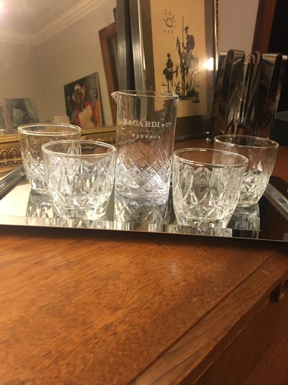 Mid-century Modern Clear Diamond Pattern Cut Glass Bacardi | Etsy