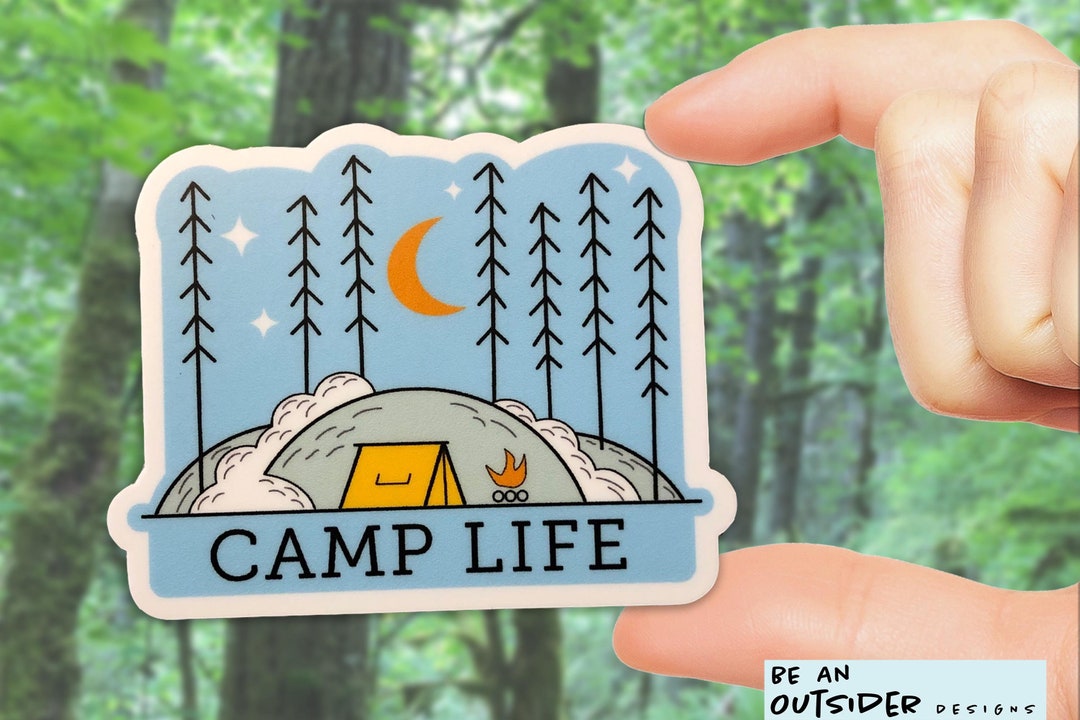 Camp Life Sticker Simple Hand-drawn Vinyl Sticker Water - Etsy