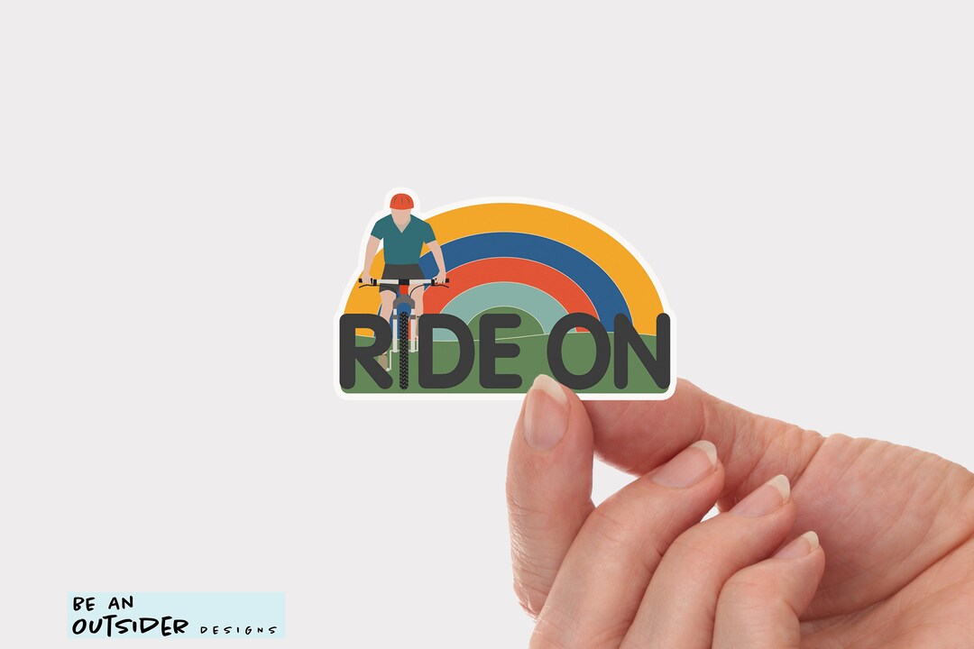 Ride on Retro Hand-drawn Vinyl Sticker, Water Bottle Sticker, Laptop ...