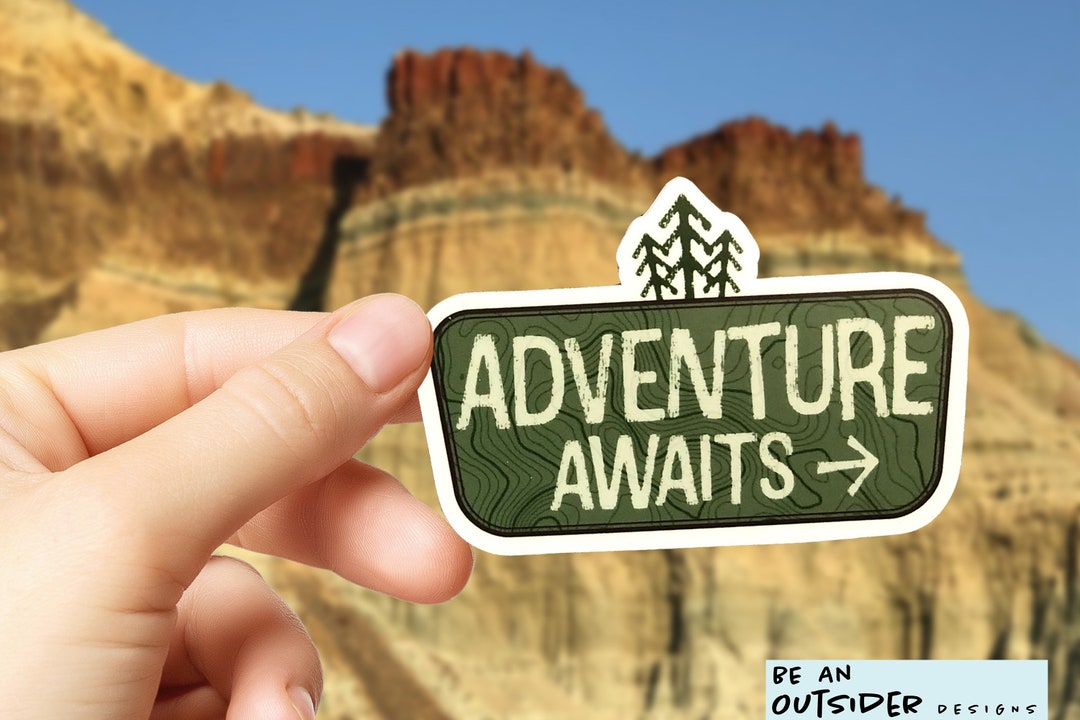 Adventure Awaits Sticker Simple Hand-drawn Vinyl Sticker - Etsy