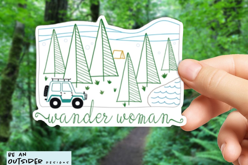 Wander Woman Sticker Simple Hand-drawn Vinyl Sticker Water | Etsy