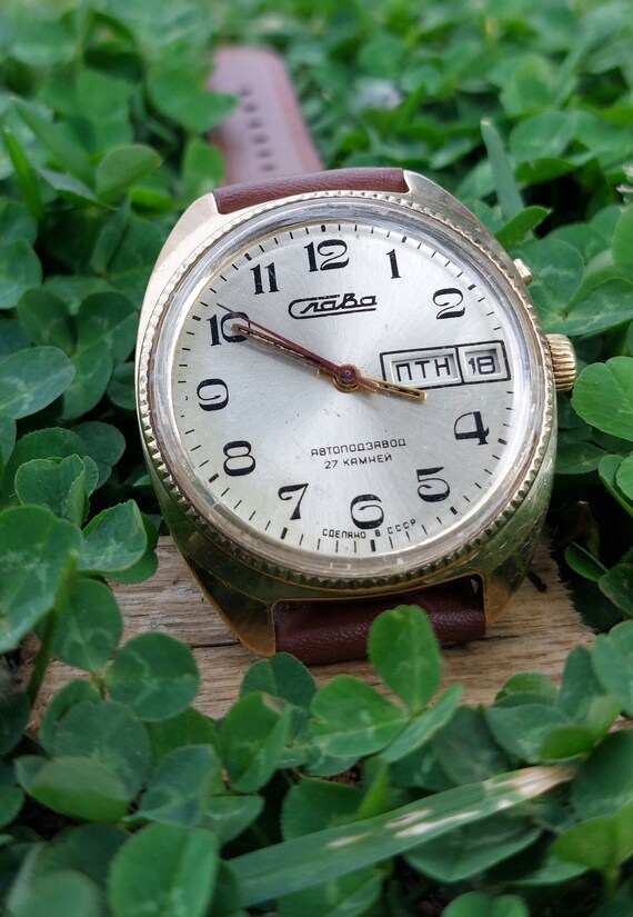 Soviet Gold-plated Watch SLAVA Self-winding Wrist Watch - Etsy