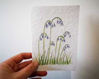 Bluebell Greeting Card, Botanical Watercolour, Wild Flower, Flower ...